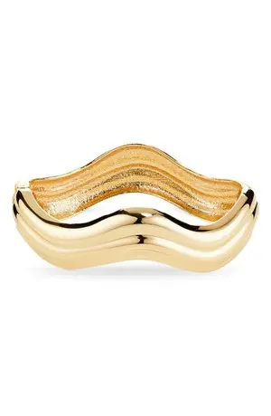 OPEN EDIT Polished Wavy Hinged Bracelet - Gold