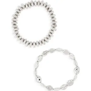 OPEN EDIT Set Of 2 Beaded Stretch Bracelets - Silver