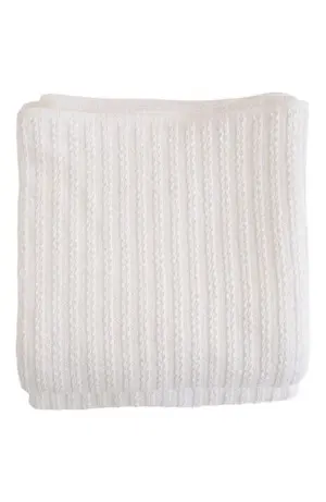 EVANGELINE Cable Knit Blankets - Bright White