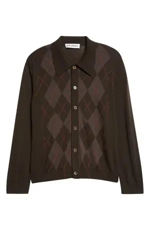 Our Legacy Evening Polo Argyle Wool Cardigan