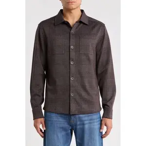 Robert Barakett Upton Plaid Double Knit Overshirt - Espresso