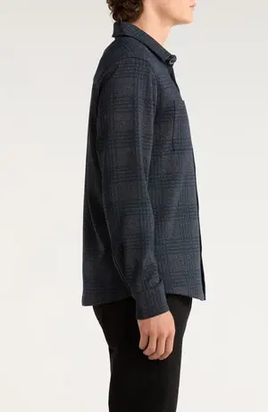 Robert Barakett Upton Plaid Double Knit Overshirt - Navy