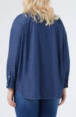 Marina Rinaldi Rhinestone Detail Denim Shirt Jacket