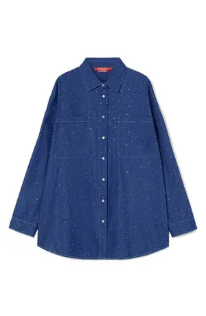 Marina Rinaldi Rhinestone Detail Denim Shirt Jacket