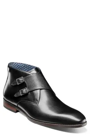 STACY ADAMS Kaius Double Monk Strap Boots - Black