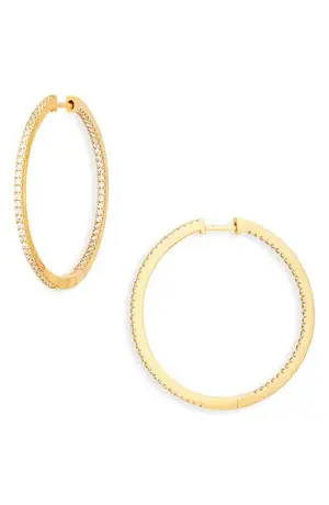 Nordstrom Pavé Sterling Silver Hoop Earrings - 14k Gold Plated