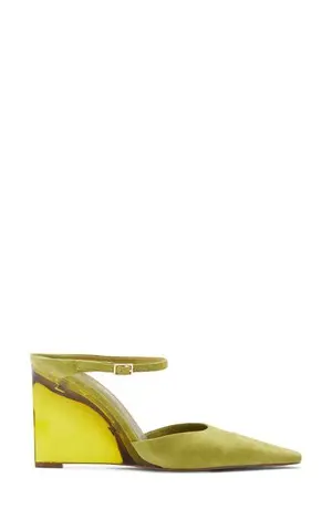 Jeffrey Campbell Maribelle Wedge Mule - Chartreuse Suede