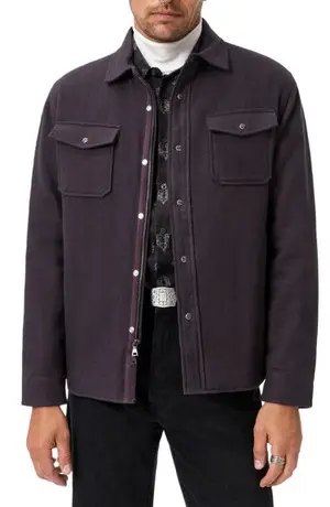 John Varvatos Jameson Herringbone Snap Jacket - Merlot