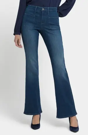 NYDJ Ava Patch Pocket Mid-rise Flare Jeans