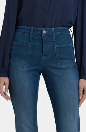 NYDJ Ava Patch Pocket Mid-rise Flare Jeans
