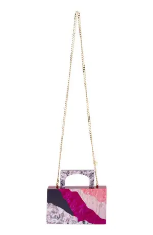 OLGA BERG Fleur Acrylic Top Handle Bag - Pink