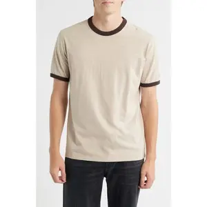 NOAH Core Logo Heathered Ringer T-shirt - Tan