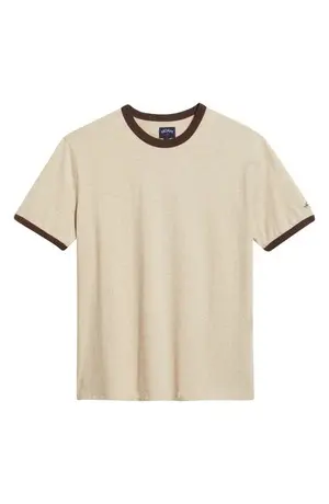NOAH Core Logo Heathered Ringer T-shirt - Tan
