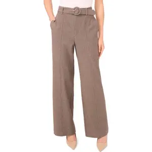 CECE DUPRAZ Microcheck High-waist Belted Trousers