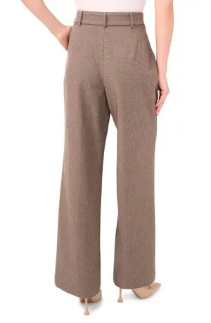 CECE DUPRAZ Microcheck High-waist Belted Trousers