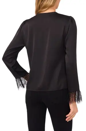 CECE DUPRAZ Pintuck Lace Trim Top