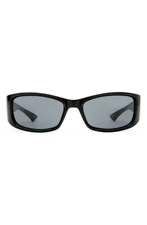 Le Specs Du Jour 60mm Rectangular Sunglasses - Black/smoke Mono