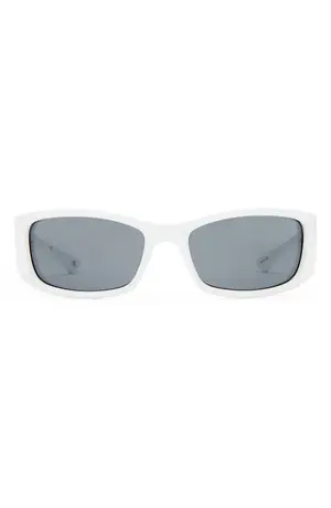 Le Specs Du Jour 60mm Rectangular Sunglasses - Optic White/smoke Mono