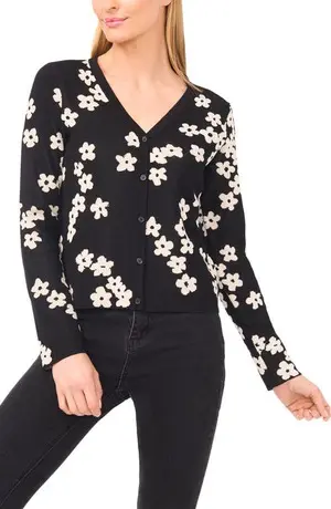 CECE DUPRAZ Flower Jacquard Cardigan
