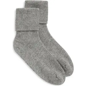 Johnstons Of Elgin Rib Cashmere Travel Socks - Light Grey