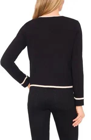 CECE DUPRAZ Tipped Cardigan - Rich Black