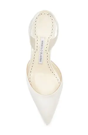 Manolo Blahnik Carolyne Bridal Pointed Toe Slingback Mule