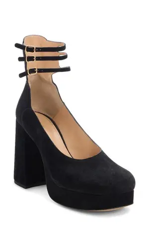 Chloé Ankle Strap Platform Pumps - Black