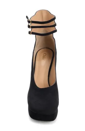 Chloé Ankle Strap Platform Pumps - Black