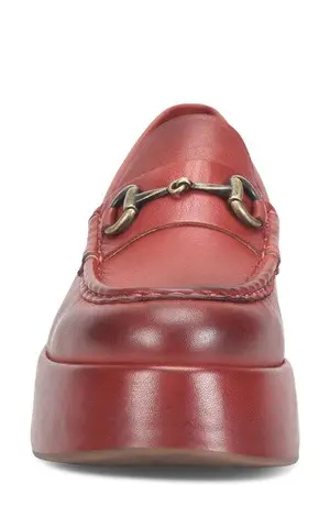 KORK-EASE® Parson Platform Bit Loafer - Dark Red Leather