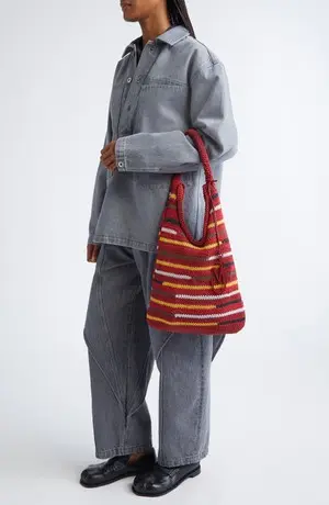 JW Anderson Knit Hobo Bag With Anchor-logo Charm