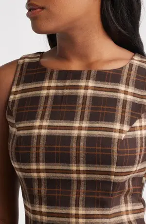 Moon River Plaid Sleeveless Minidress