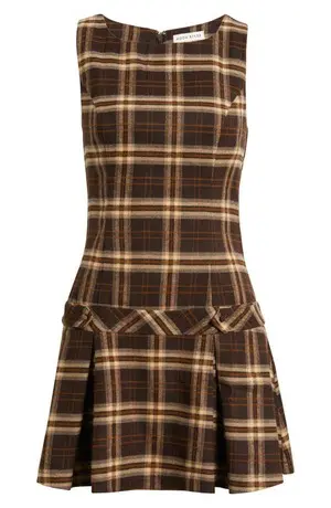 Moon River Plaid Sleeveless Minidress