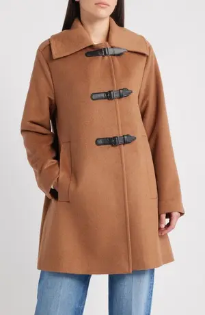 Bernardo Buckle-detailed Melton Wool-blend Coat - Camel