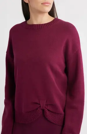 ZOE AND CLAIRE Side Knot Crewneck Sweater