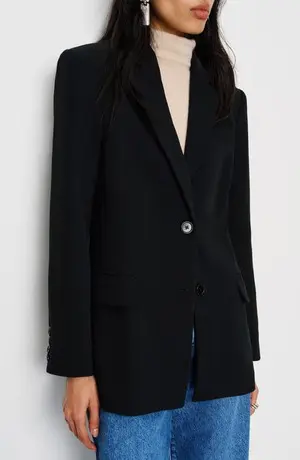 REFORMATION James Relaxed One-button Crepe Blazer - Black