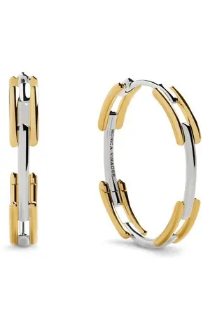 Monica Vinader Signature Two-tone Hoop Earrings - 18ct Gold Vermeil/ss