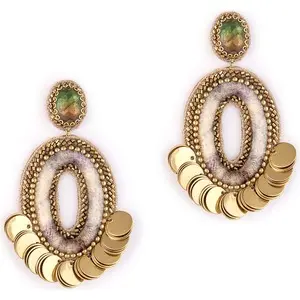 Deepa Gurnani Ryon Drop Earrings - Gold/ivory