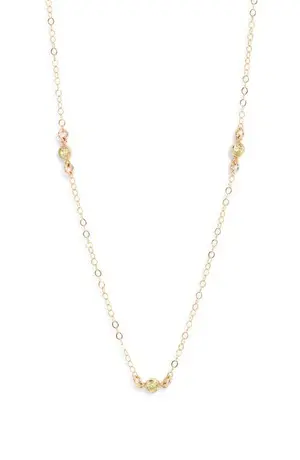 SET & STONES Birthstone Station Necklace Gold/august