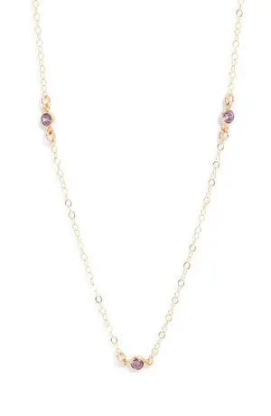 SET & STONES Birthstone Station Necklace Gold/february