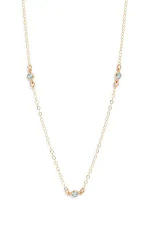 SET & STONES Birthstone Station Necklace Gold/march