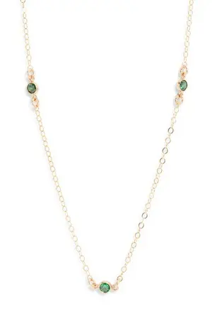 SET & STONES Birthstone Station Necklace Gold/may