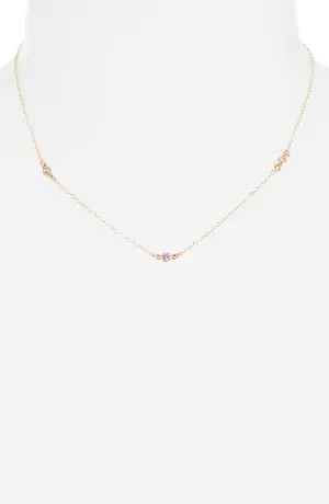 SET & STONES Birthstone Station Necklace - Gold/october