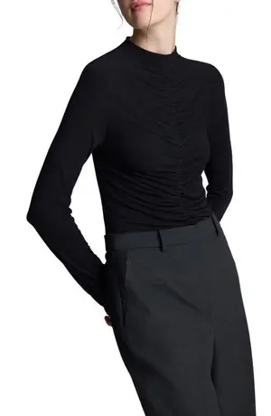 KENNETH COLE Ruched Mock Neck Top
