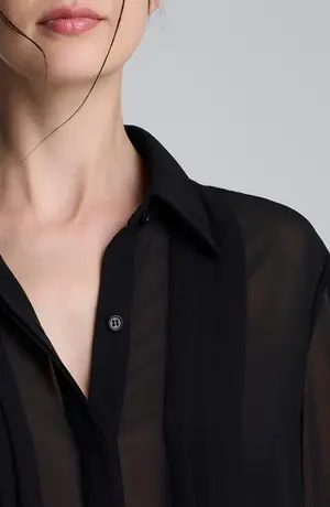 KENNETH COLE Pleated Sheer Shirt