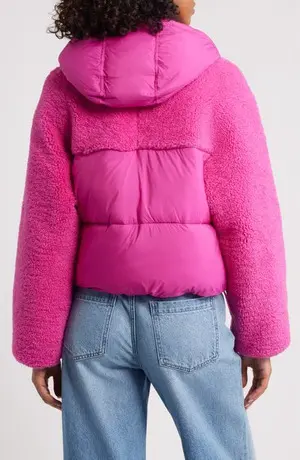 UGG Mixed-media Puffer Jacket - Chroma Pink