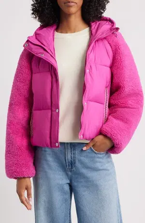 UGG Mixed-media Puffer Jacket - Chroma Pink