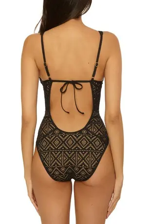 BECCA By Rebecca Virtue Keyhole One-piece Swimsuit - Black/tan