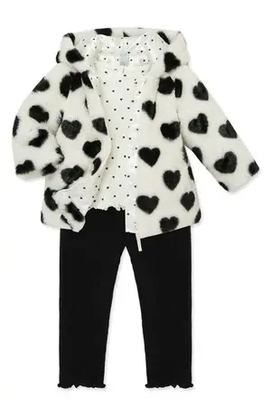LITTLE ME Heart-patterned Three-piece Set