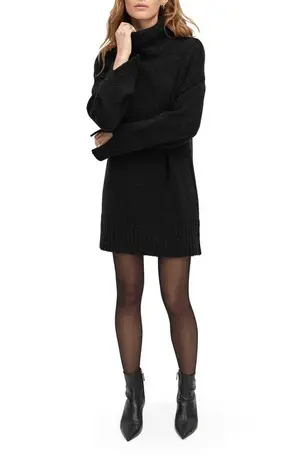 FAVORITE DAUGHTER The St. James Long Sleeve Turtleneck Wool Blend Sweater Dress - Black