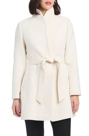 Kate Spade New York High Neck Belted Coat - Cream